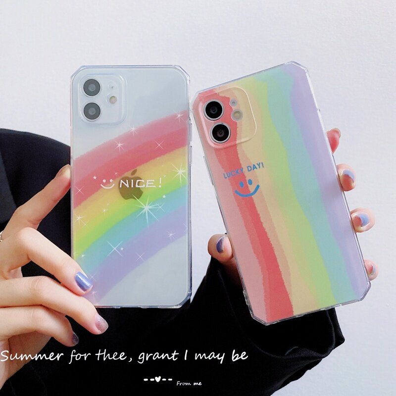 Spot วัสดุ TPU กรอบนุ่มโปร่งใสเหมาะสำหรับ OPPO R15 R17 Reno3 4 5 6 Pro 5G SE สายรุ้ง Lucky ยิ้ม ...