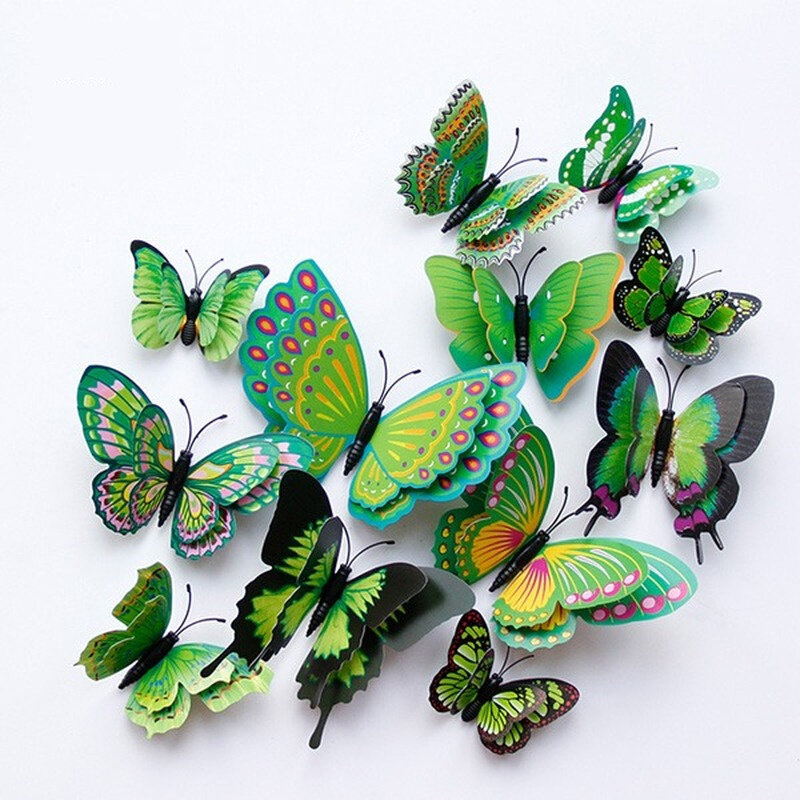 12Pcs Colorful Double Layer 3D Magnetic Butterfly Wall Sticker ...