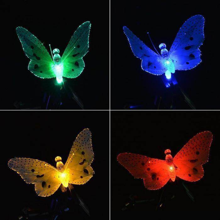 12 Led Solar Powered Butterfly Fiber Optic Fairy String Lights ...