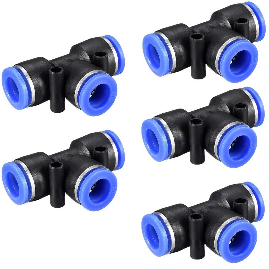 5 Pcs Pneumatic Connector OD 10mm Push In To Connect Tee Union ...
