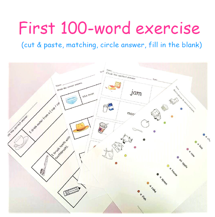 CL002- English worksheet/First 100-word exercise PDF version/autism ...