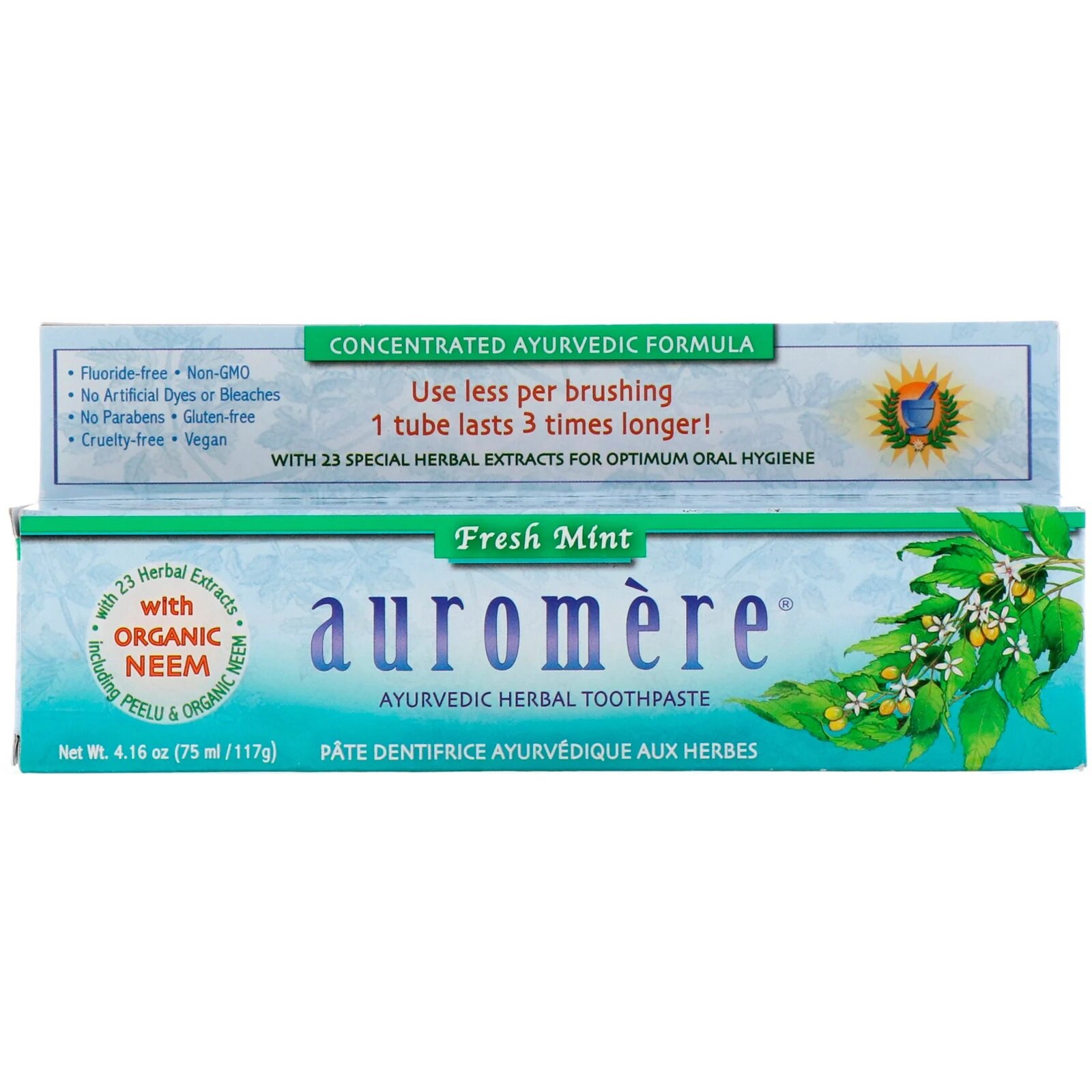 [PRE-ORDER] AUROMERE AYURVEDIC HERBAL TOOTHPASTE FRESH MINT 4.16OZ 117G ...
