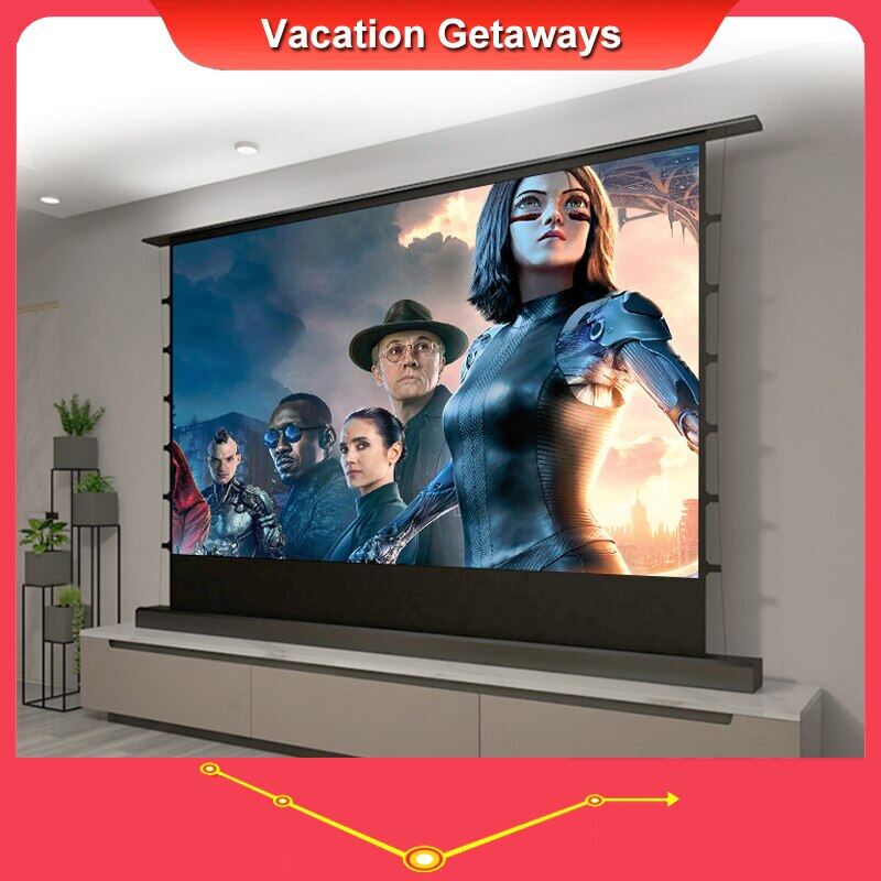 72 - 120" Electric ALR/CLR Rollable Floor Rising Projector Screen Long ...