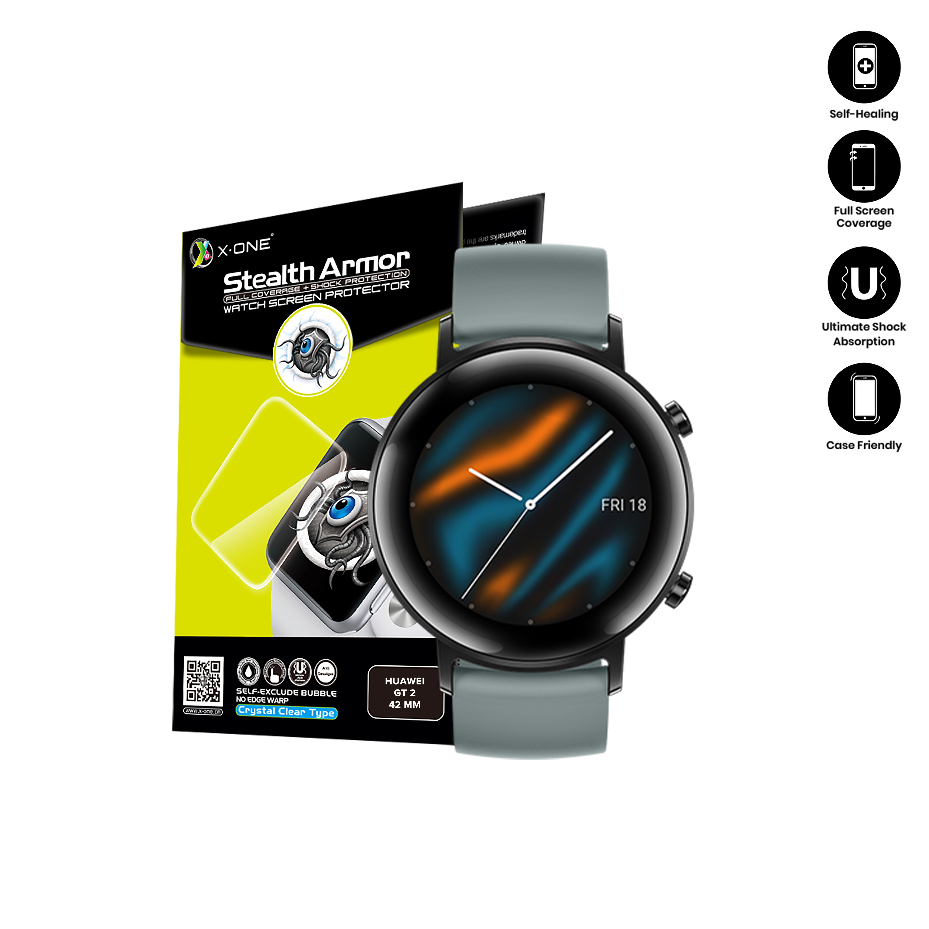 Huawei GT2 watch 42mm 46mm x-one stealth armor clear front full ...