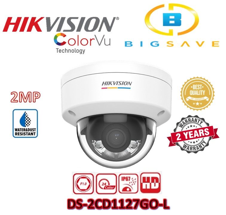 HIKVISION 2MP DS-2CD1127G0-L COLORVU FIXED DOME NETWORK CAMERA | Lazada