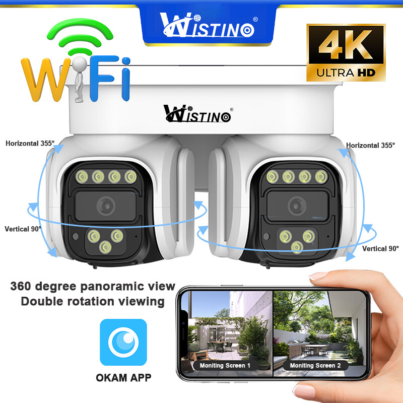 Wistino 8MP Outdoor 4K Dual Lens Dual PTZ 365 degree View WiFi 365 ...