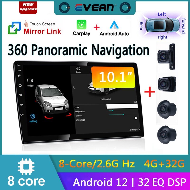 ( 4G+32G 8 Core Wireless Carplay Android Player) Car Radio GPS 2 Din ...