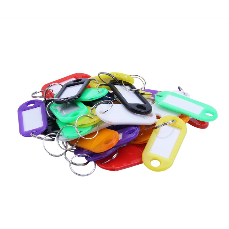 32x Multi-colors Plastic Key Fob ID Tags Luggage ID Labels with Split ...