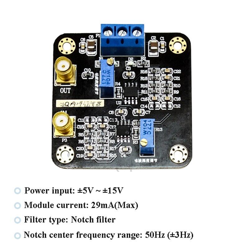 High Q Value Notch Filter Module 50Hz Notch Frequency Signal ...