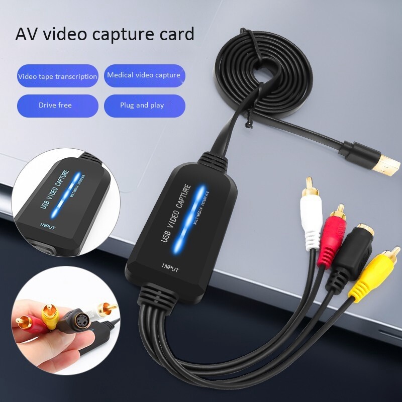 USB 2.0 Video Capture Card Single Channel USB Capture Card AV Capture Device Drive-Free Digital ...