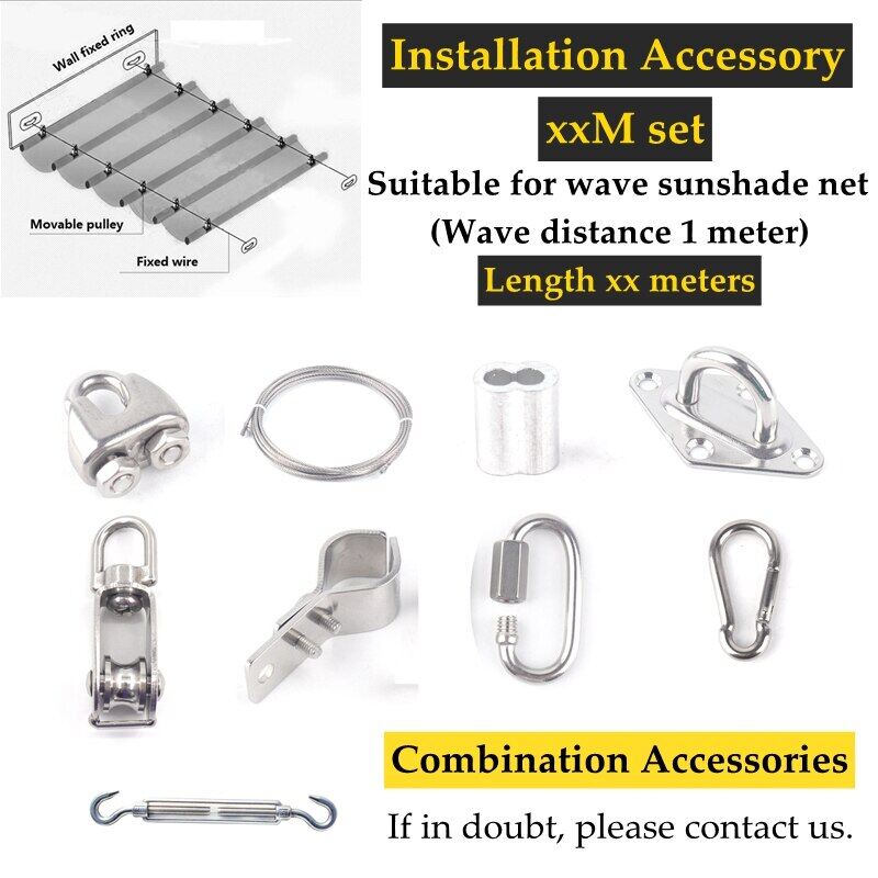 SS304 Telescopic Installation Accessories Wave Sun Sail Garden Shading ...