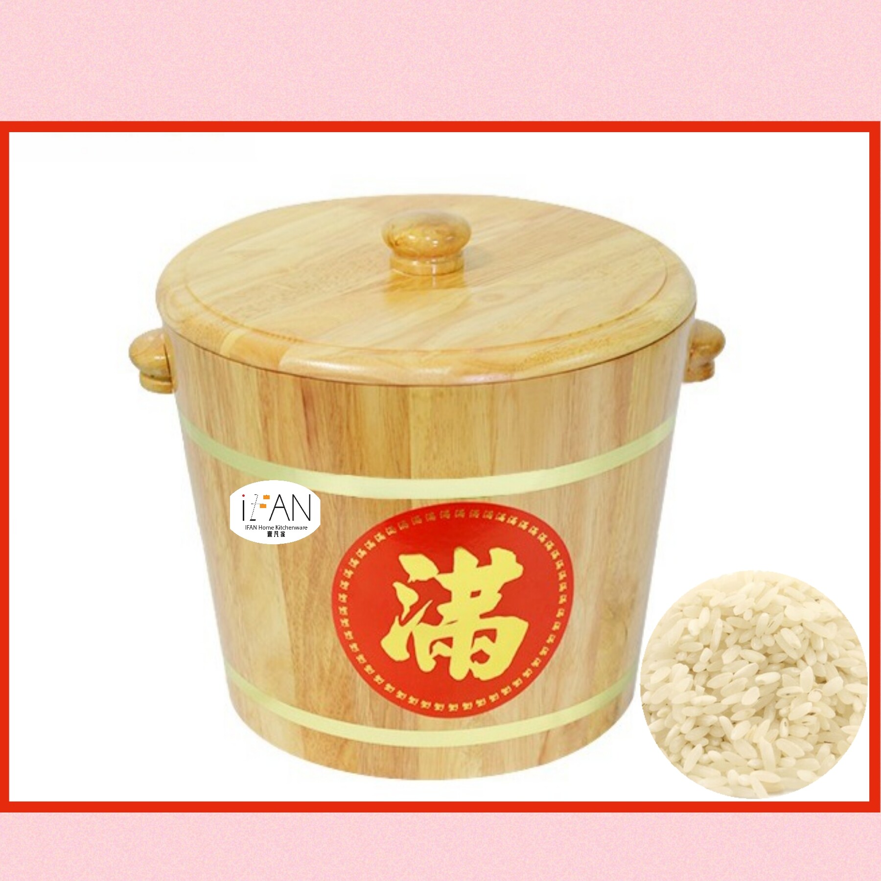 IFAN HOME | Traditional Wooden Rice Bucket/ Rice Barrel, 6KG/12KG | Lazada