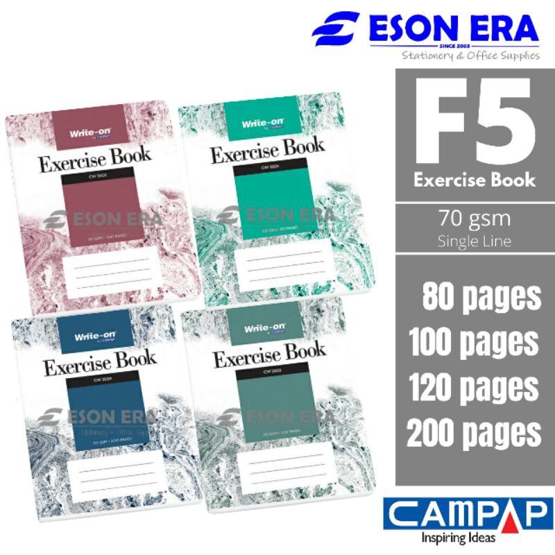 [F5] Campap Write-On Exercise Book F5 70gsm 80P / 100P / 120P / 200P ...