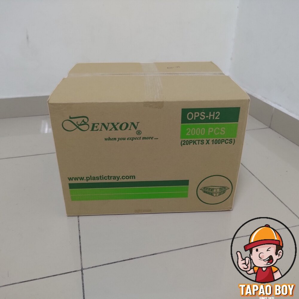 【1 Carton】BENXON OPS-H2 Plastic Tray / Bakery Disposable Plastic Clear ...