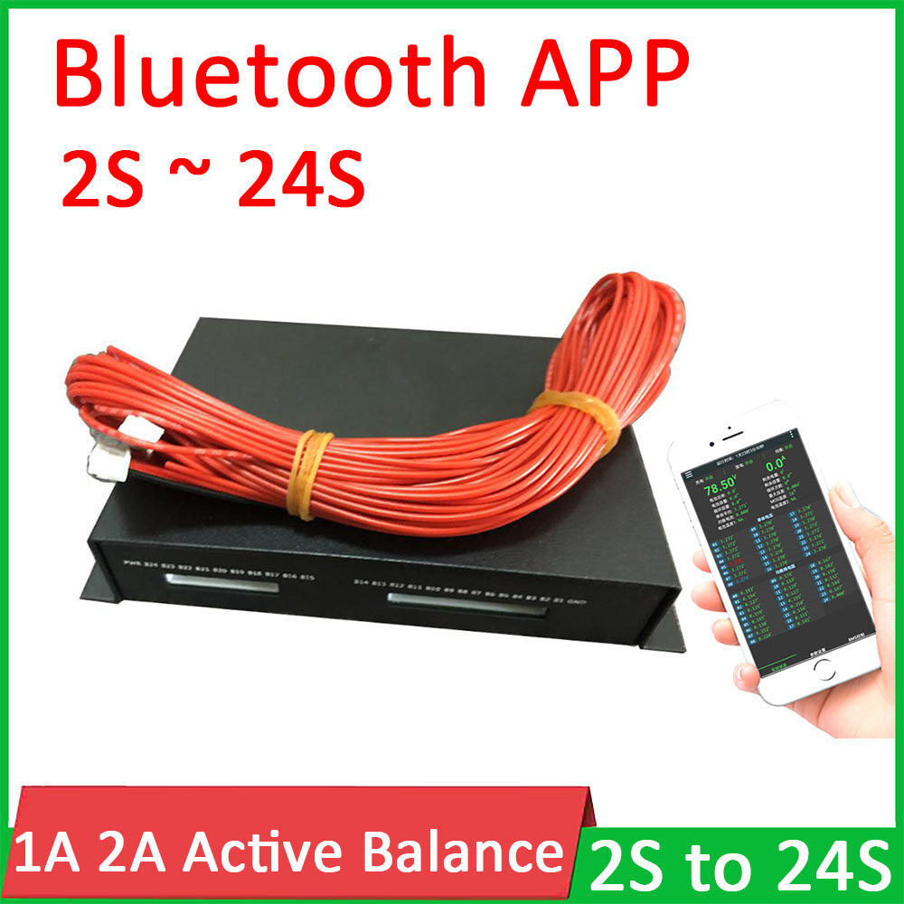 1A 2A Balance 2 ~ 16S 24S แบตเตอรี่ลิเธียม Active Equalizer บลูทูธ APP สำหรับ BMS Li-Ion Lifepo4 ...