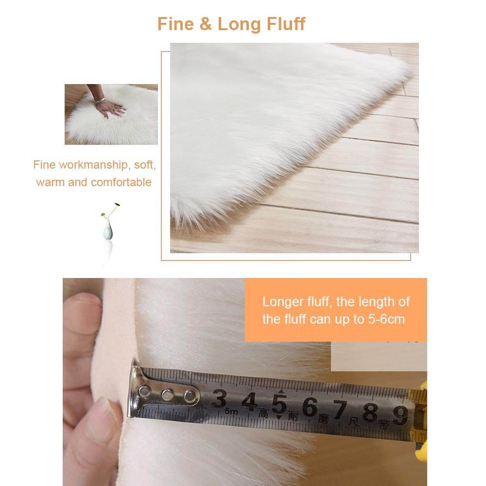 Long Plush Ultra Soft Fluffy Rugs Rectangle Shape Faux Sheepskin Wool ...