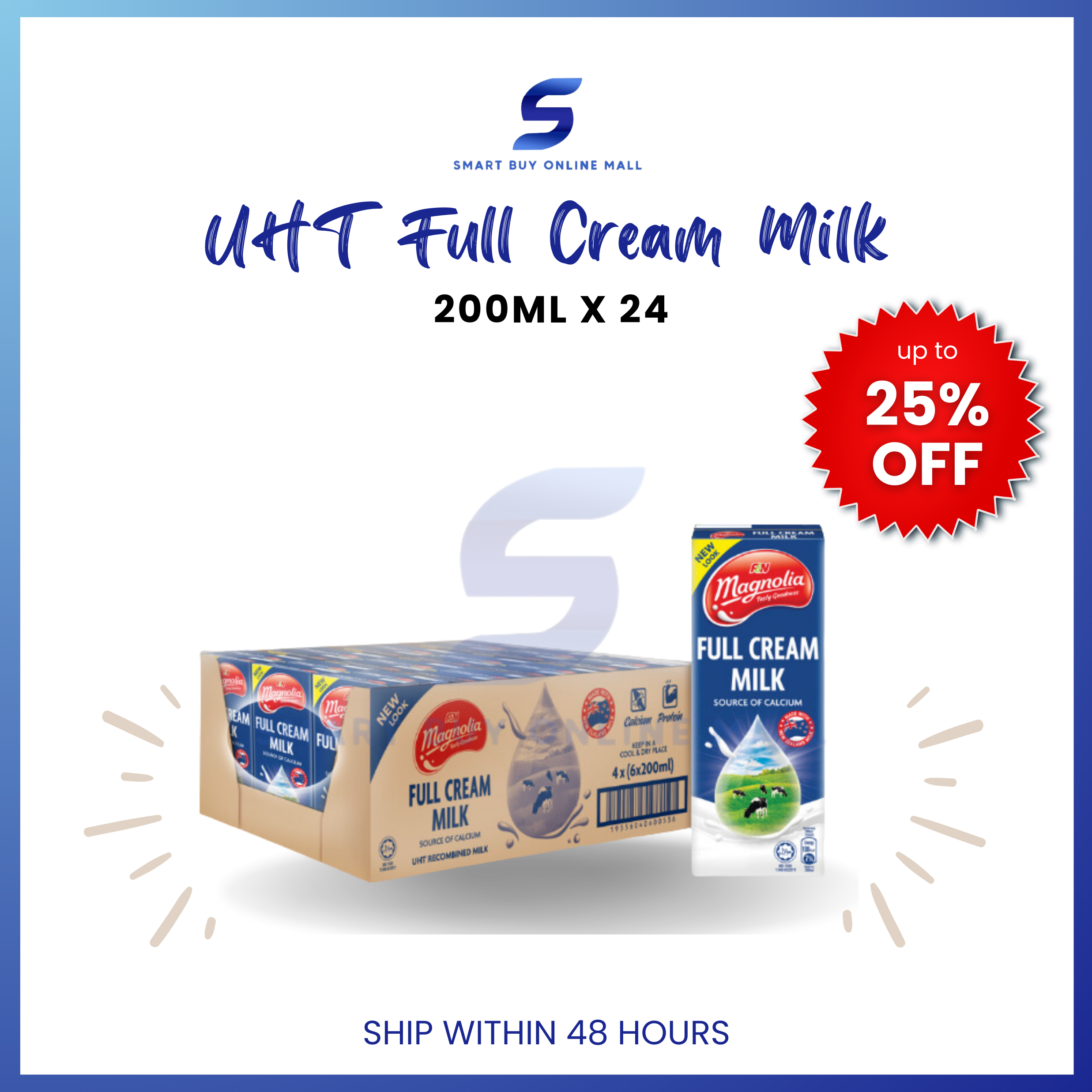 F&N Magnolia UHT Milk Series Full Cream 1L x 12, 200ml x 24 Pure, Fresh ...
