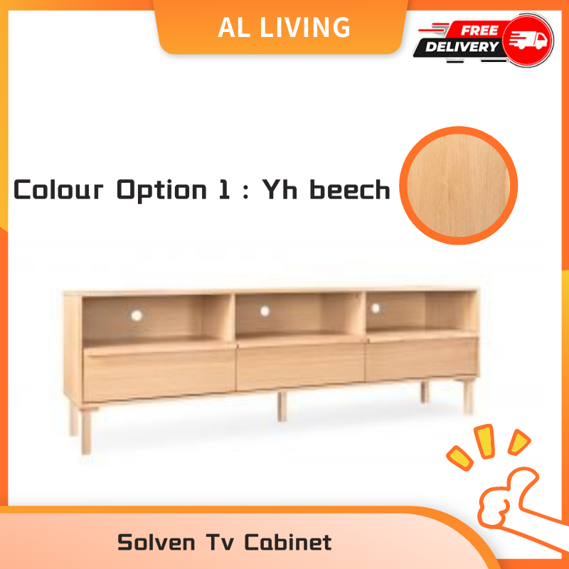 SOLVEN MUJI SOLID WOOD TV CABINET / TV CONSOLE / 6FT KABINET TV | Lazada
