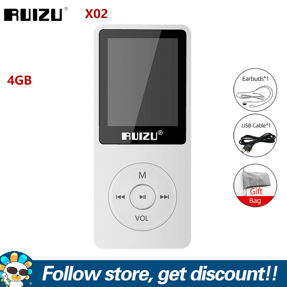 RUIZU X02 MP3 Player 4GB 8GB 16GB Portable Lossless Sound Music Player ...