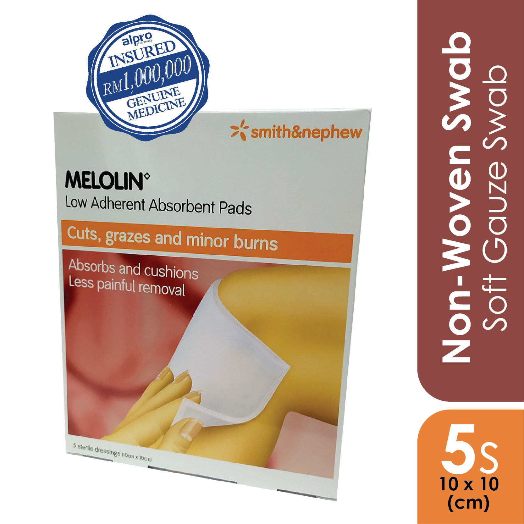 S&N Melolin Low Adherent Absorbent Pad (10cm x 10cm-5s) | Lazada