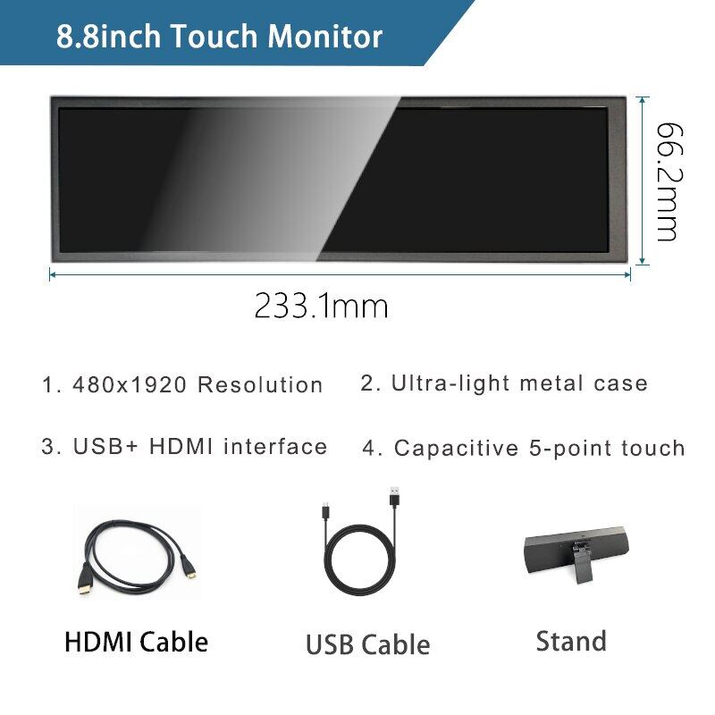 8.8Inch 480X1920 IPS Strip Display, USB HDMI LCD HD Second Screen ...