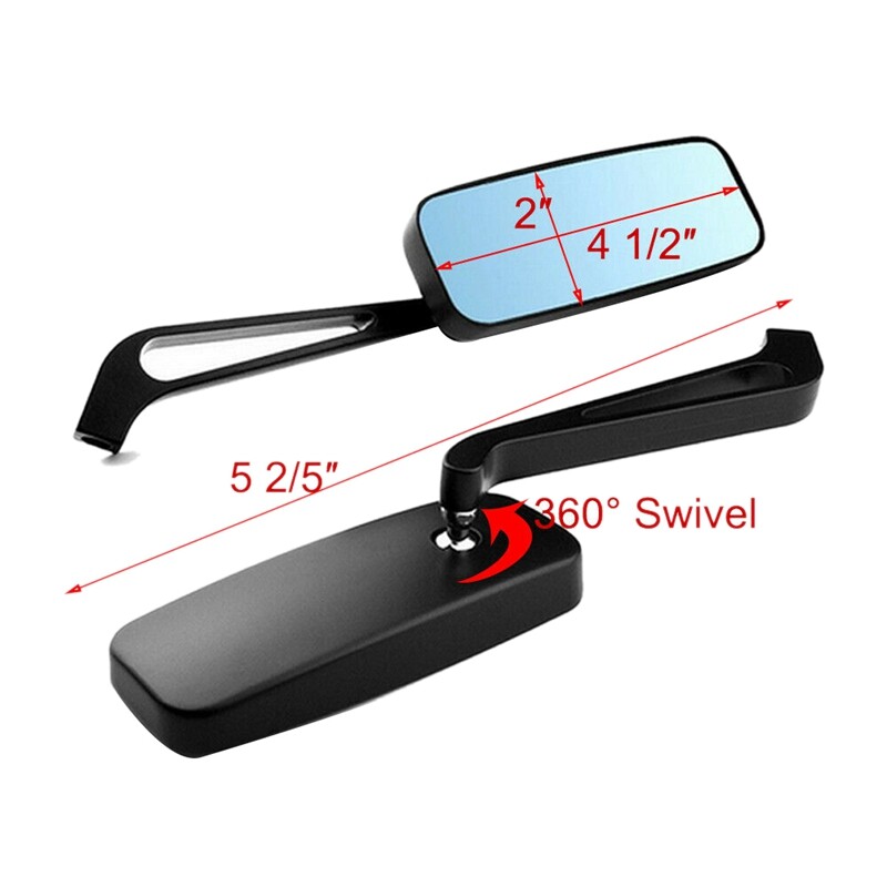 Universal Rectangle Motorcycle Rearview Side Mirrors Retro Motorcycle ...