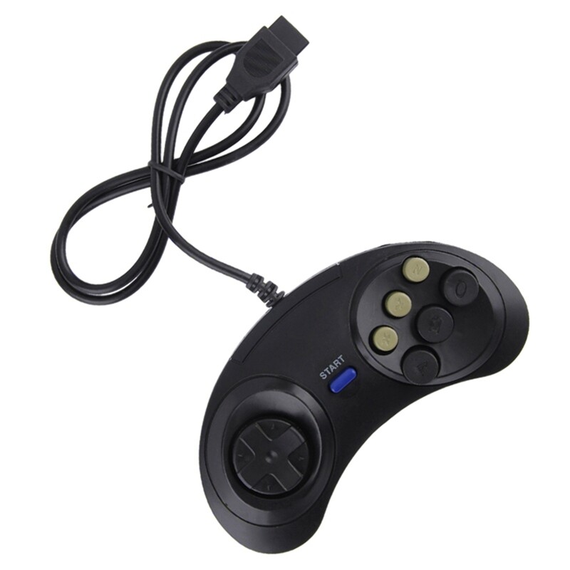 คลาสสิก Retro 6ปุ่มจับจอยควบคุมเกมแผ่นจอยจอยสติ๊กแผ่นเกมส์สำหรับ Sega ...