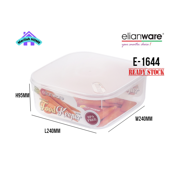 Elianware Square Transparent Plastic Air Tight Food Keeper, Food ...