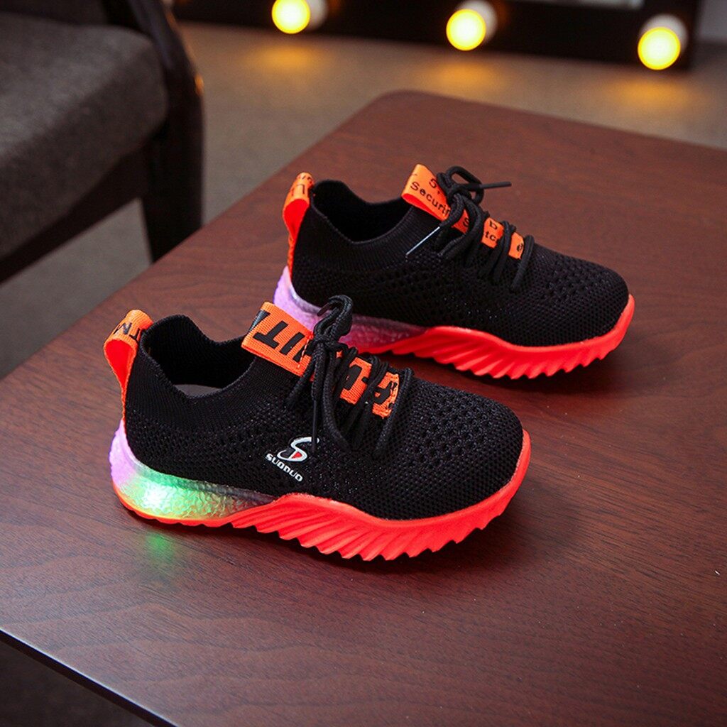 New Children Luminous Night Shoes Boys Girls Letter Sport Run Sneakers ...