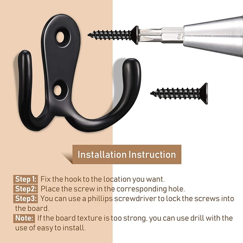 20PCS Double Prong Robe Hooks Dual Coat Hooks Wall Mounted Robe Hook ...