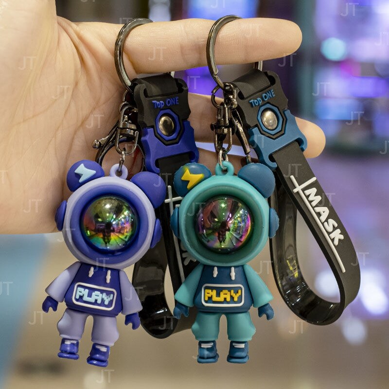 2022ใหม่ Lightning Bear พวงกุญแจการ์ตูนคู่จี้กุญแจรถเครื่องประดับ Space ...