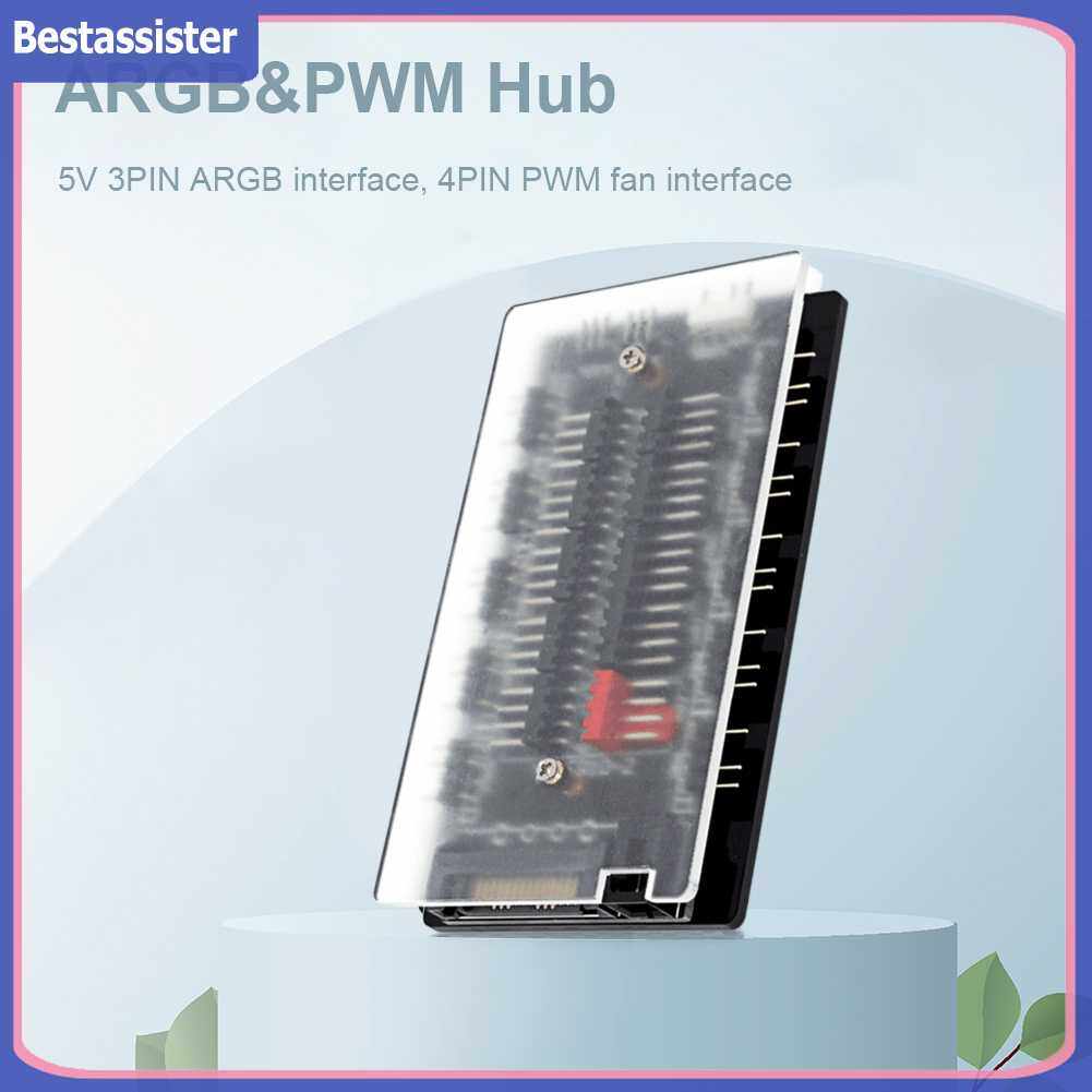 10-in-1 ARGB Cable Splitter Hub Temperature Control ARGB PWM Hub ...