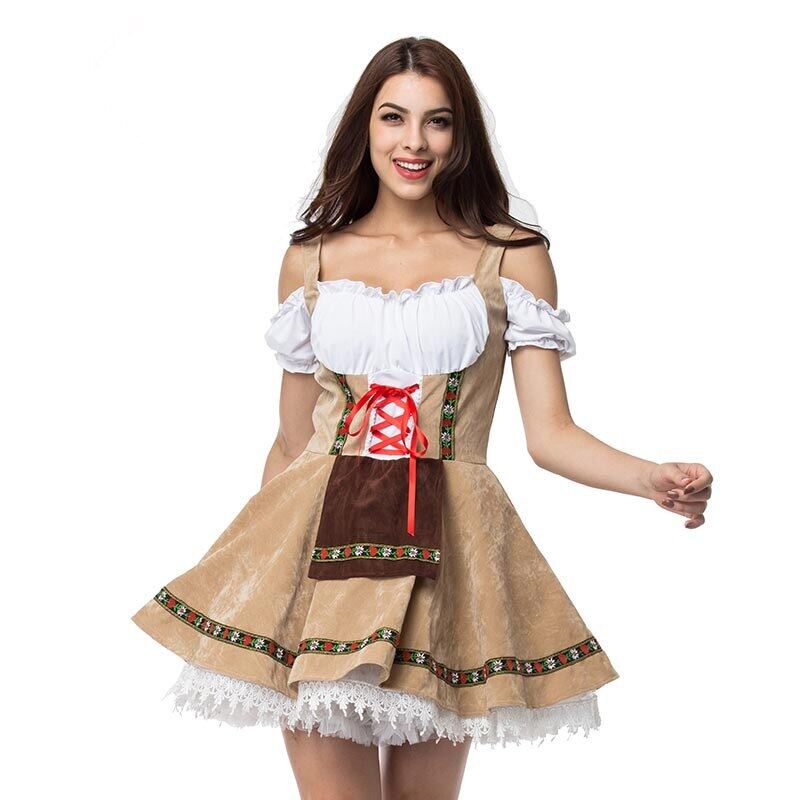High Quality Traditional German Beer Girl Costume Bavarian Oktoberfest ...