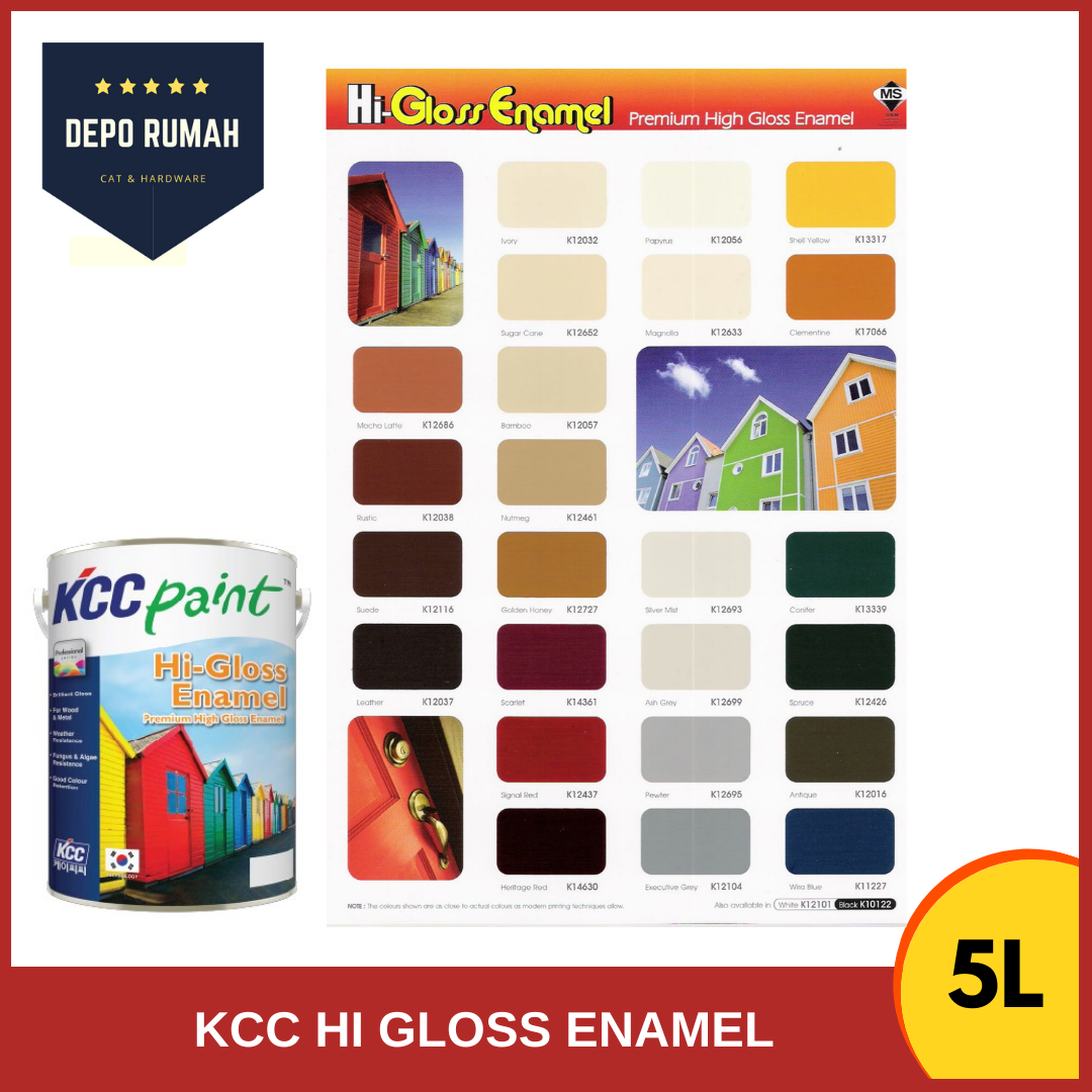 5Litre KCC Paint High Gloss Enamel 5L (Interior/Exterior Wood Metal) Cat Minyak- Steel Cat Besi ...