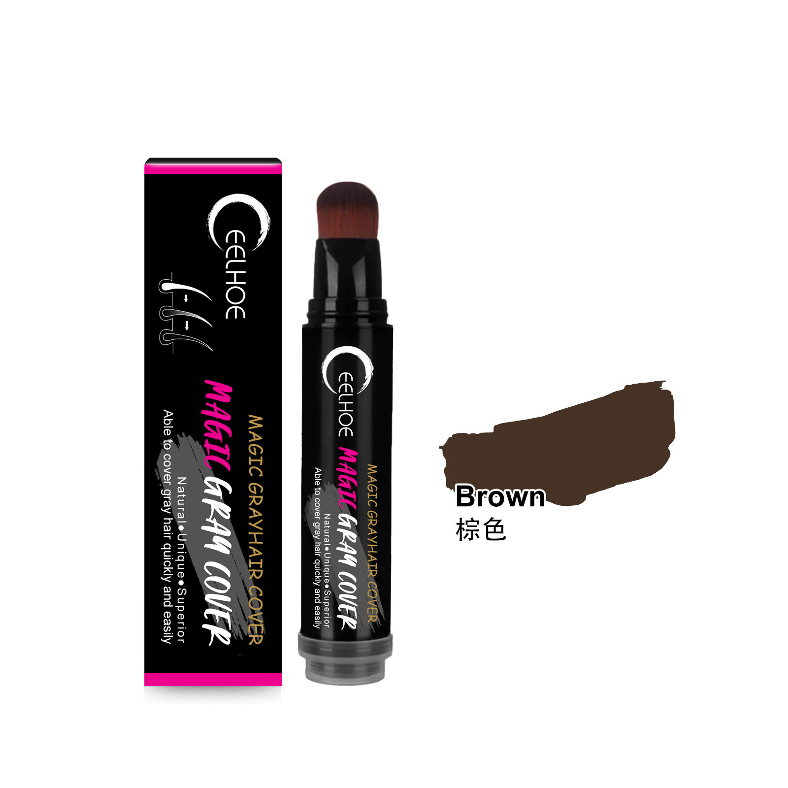 Eelhoe Disposable Hair Dye Stick Black Brown Fast White Hair Cover ...