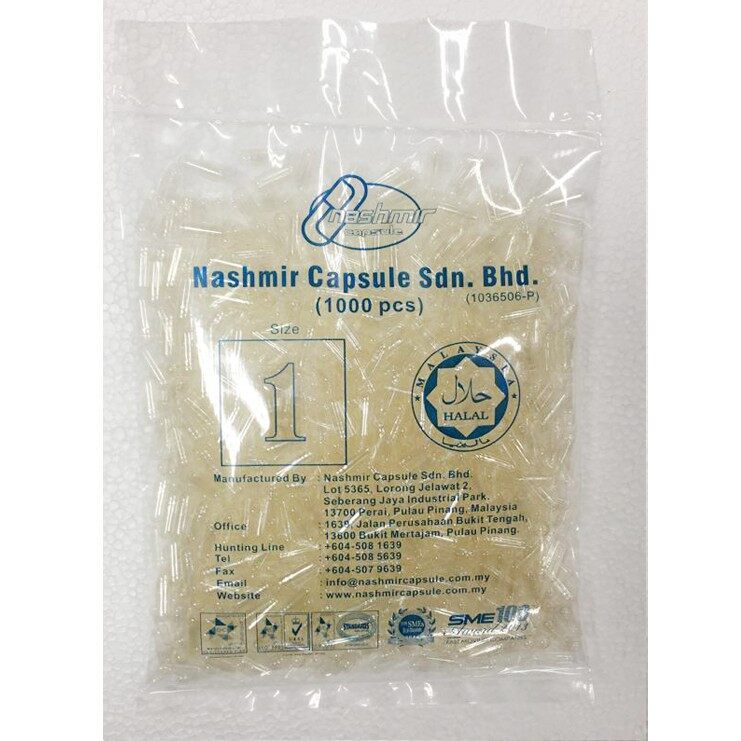 NASHMIR EMPTY GELATIN CAPSULE 1000'S (SIZE: 0 / 1 / 2) | Lazada