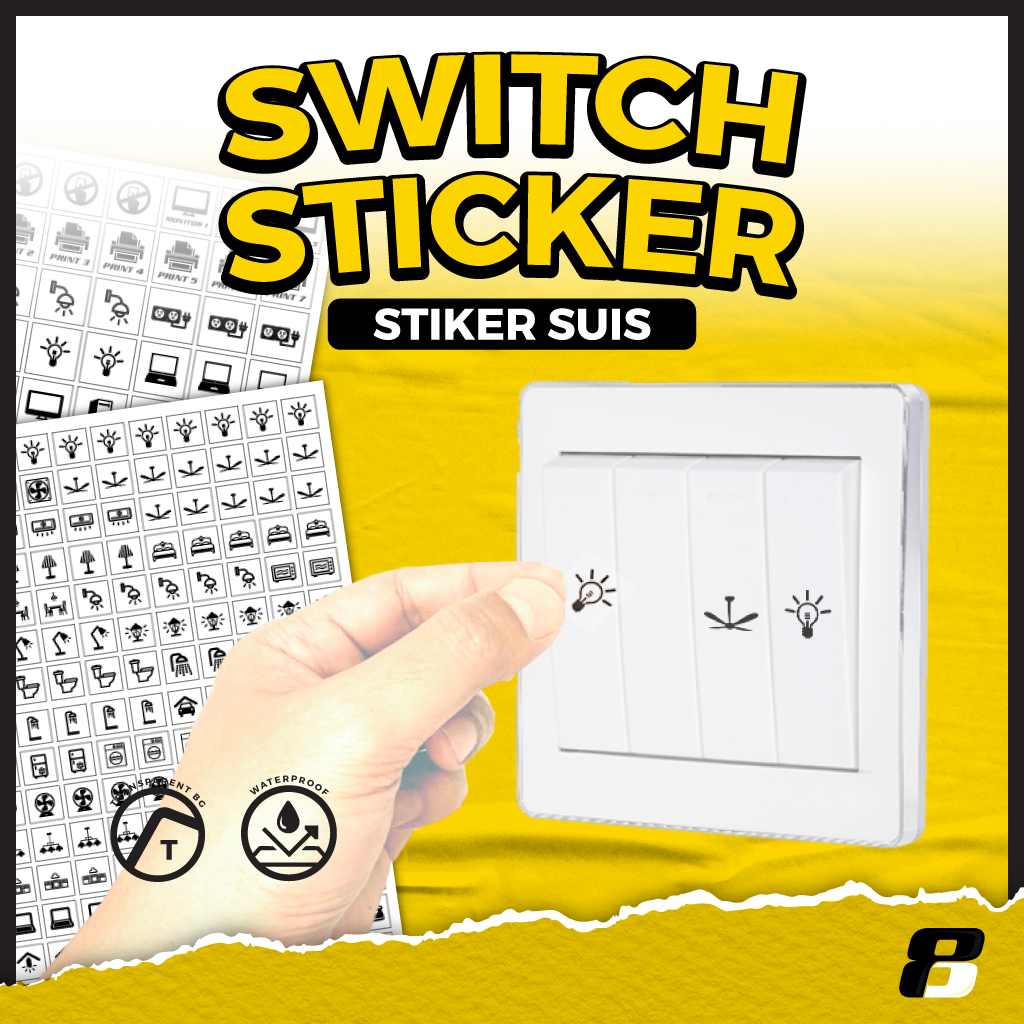 Sticker Suis Rumah / Home Switch Label Transparent Sticker Icons and ...