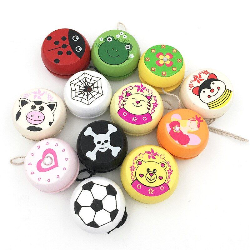 3Pcs/lot 5cm wooden cartoon pattern yo-yo creative building blocks ...