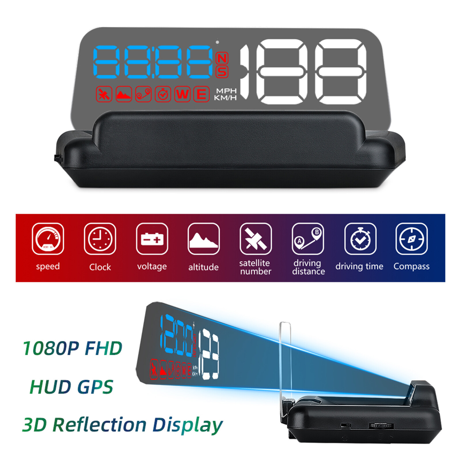 Car HUD Display, HUD Head Up Display High Definition Speedometer Car ...