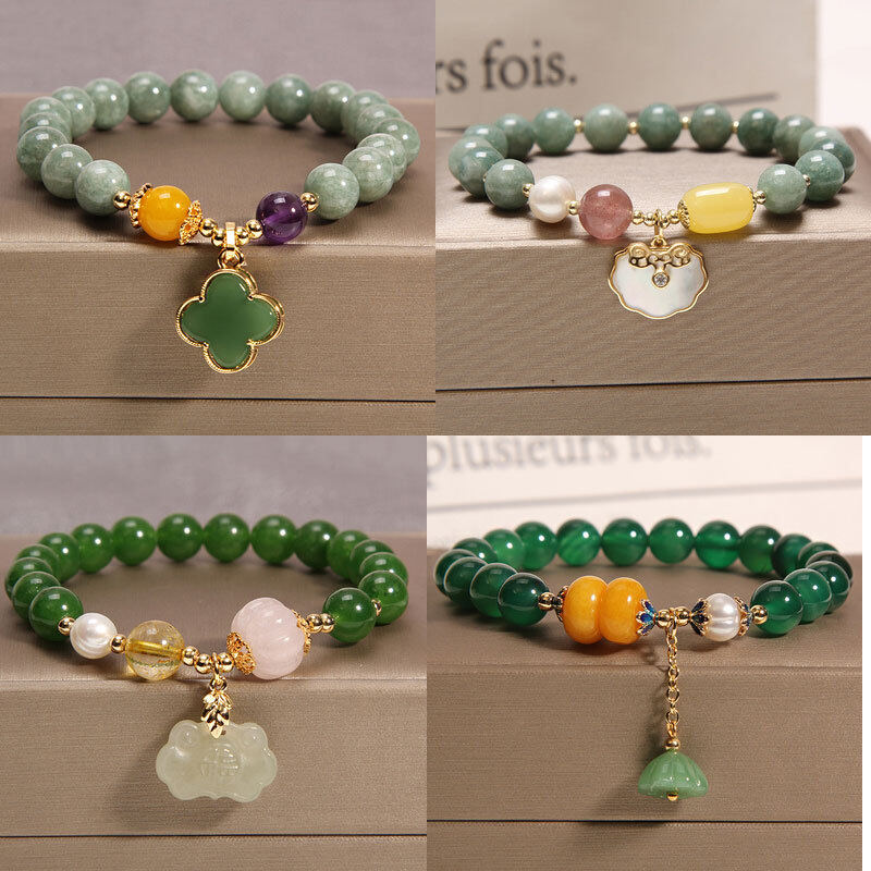 T-B Fashion Special Design Fresh Simple Four-Leaf Clover Jade Bracelet ...
