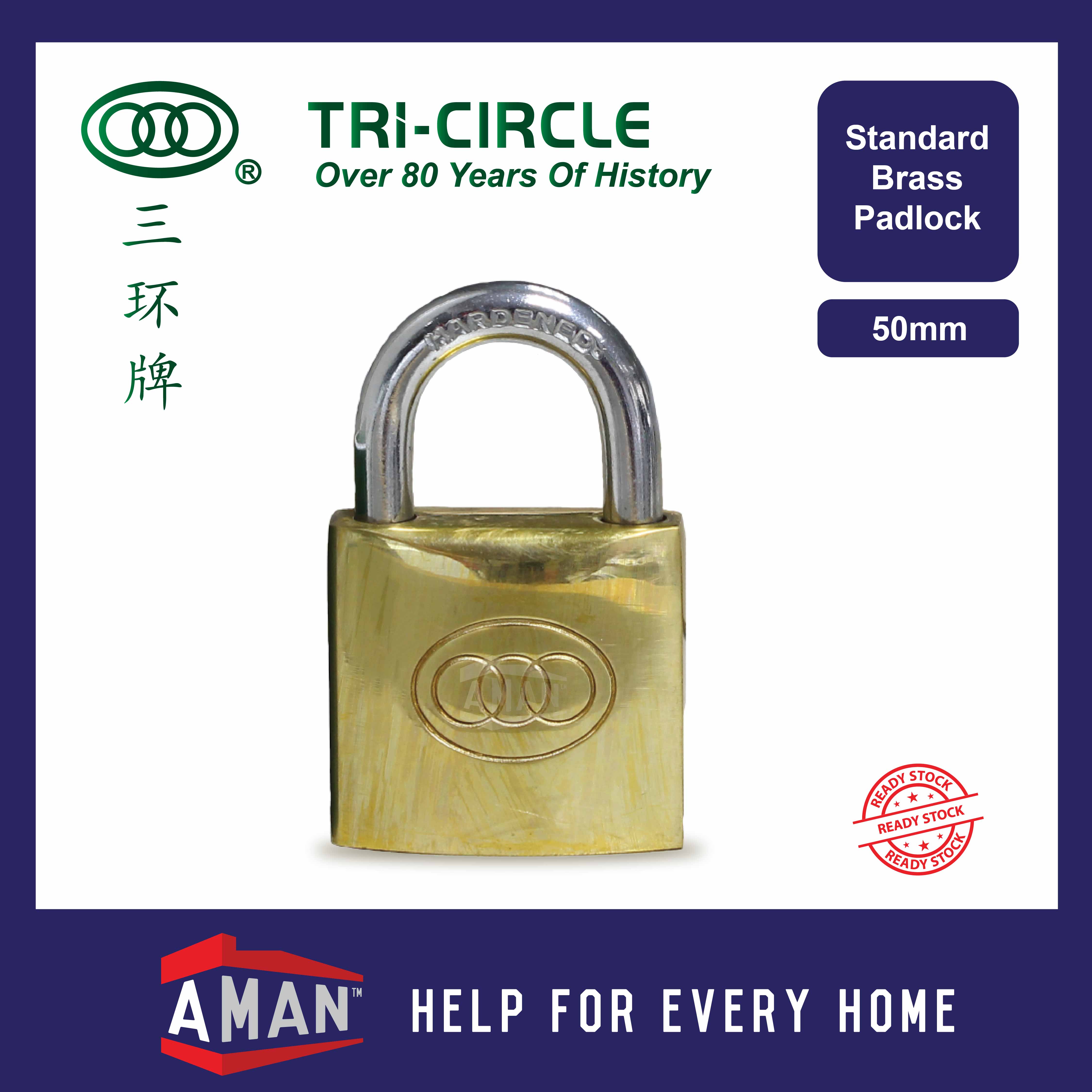 TRI-CIRCLE Brass Padlock Standard Shackle Short Shackle Brass Lock Door ...