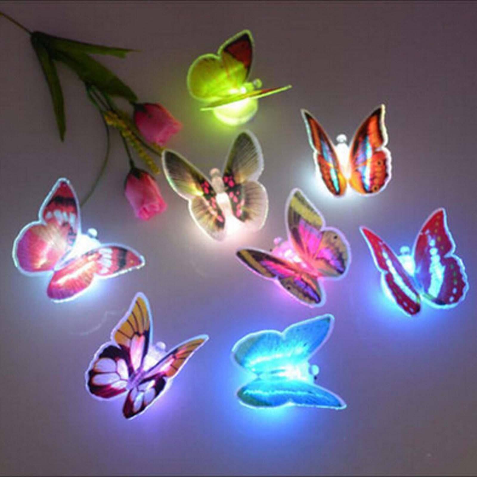 Free Shipping10Pcs Glowing 3D Butterfly LED Butterfly Wall Stickers LED ...