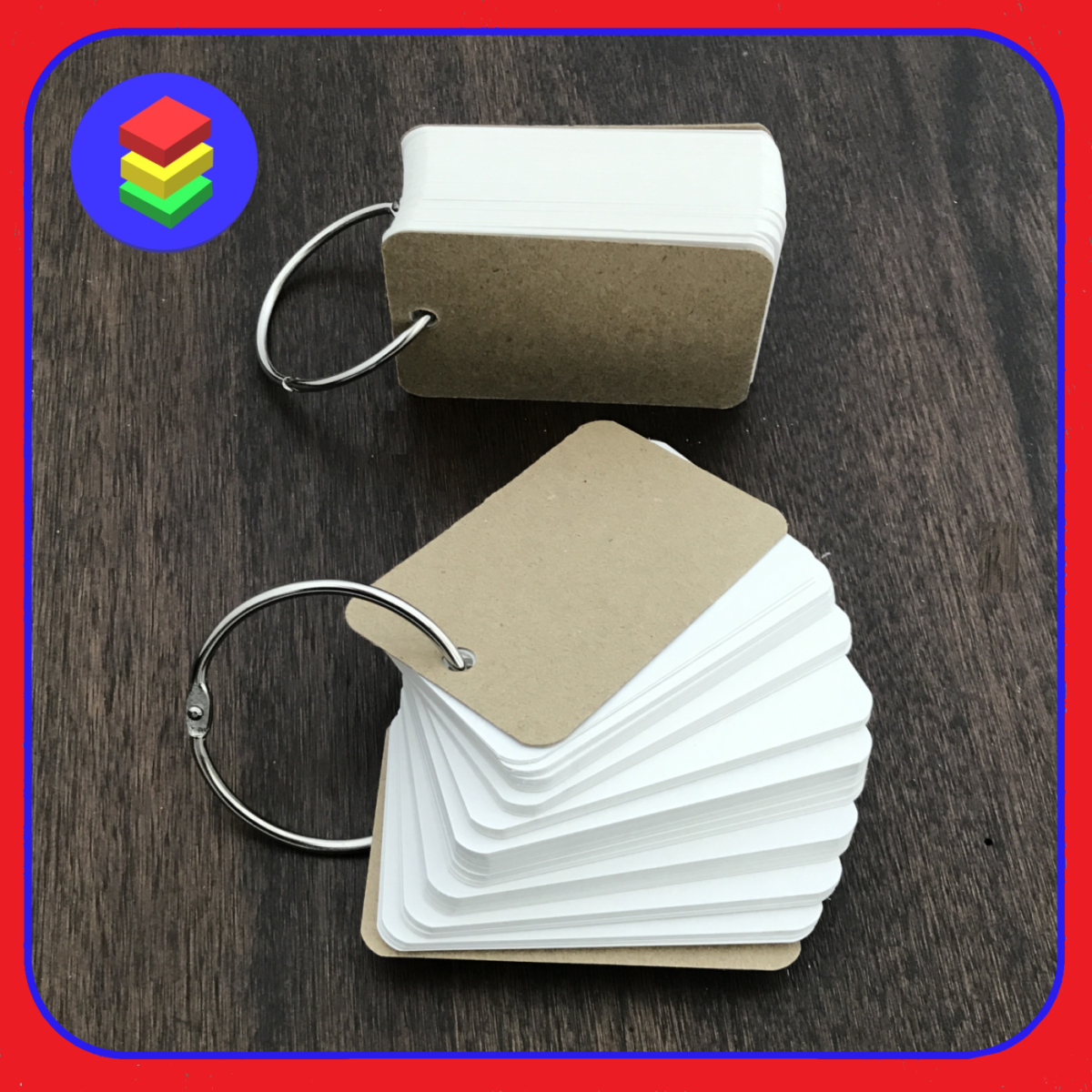 100 blank white cards Name-card-size with a ring holder for short notes ...