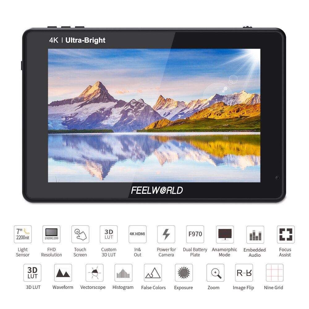 FEELWORLD LUT7S 7 Inch DSLR Camera Field Monitor Video Monitor 3D LUT ...