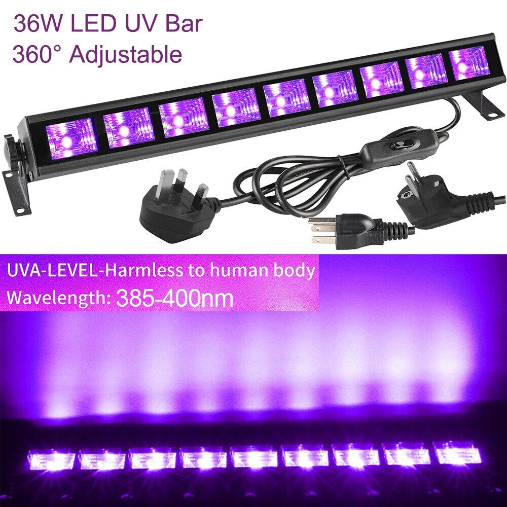 36W LED Black Light UV Bar Glow In The Dark Party Supplies Blacklights ...