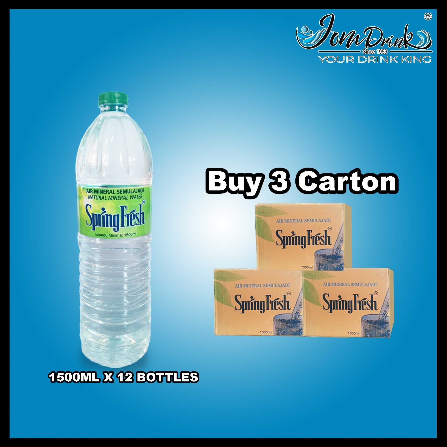 BUNDLE OF 3 CARTON: MINERAL WATER SPRING FRESH 1500ML x 12 BOTTLES | Lazada