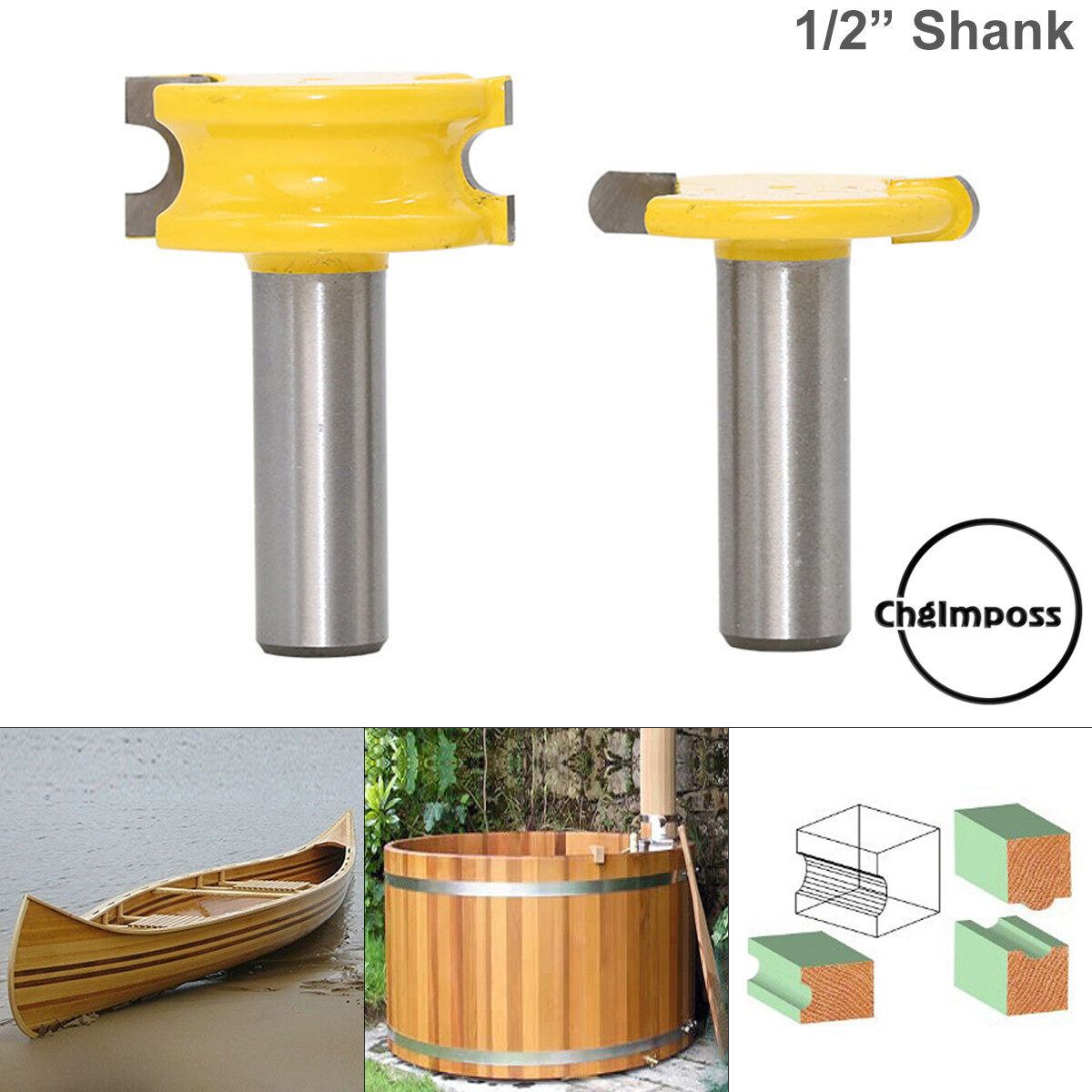ChgImposs 1/2 1/4 Inch Woodworking Tenon Milling Cutter T Shaped Tenon ...