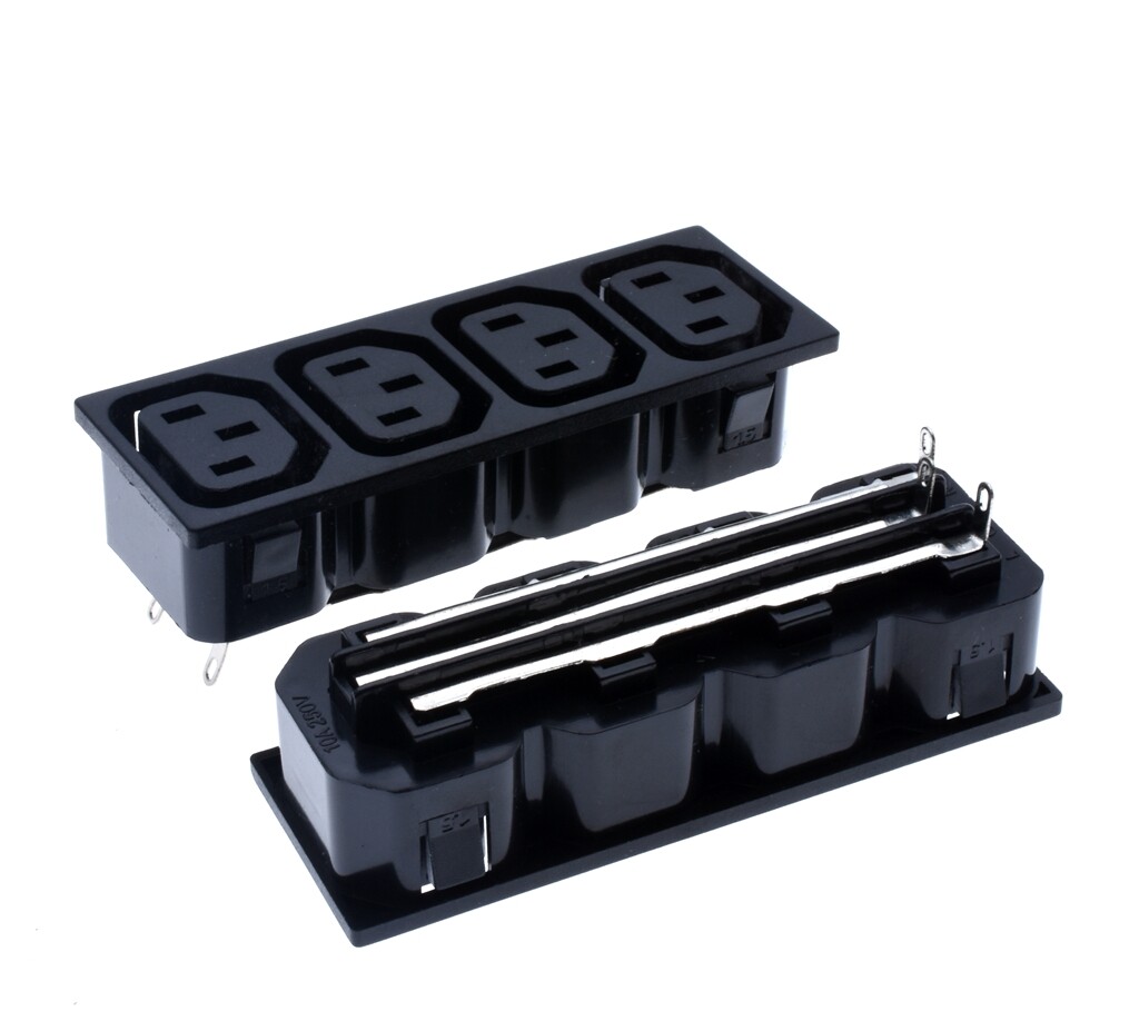 IEC 60320 C13 Ganged socket Snap-in Mounting Solder Tab for UPS &PDU ...