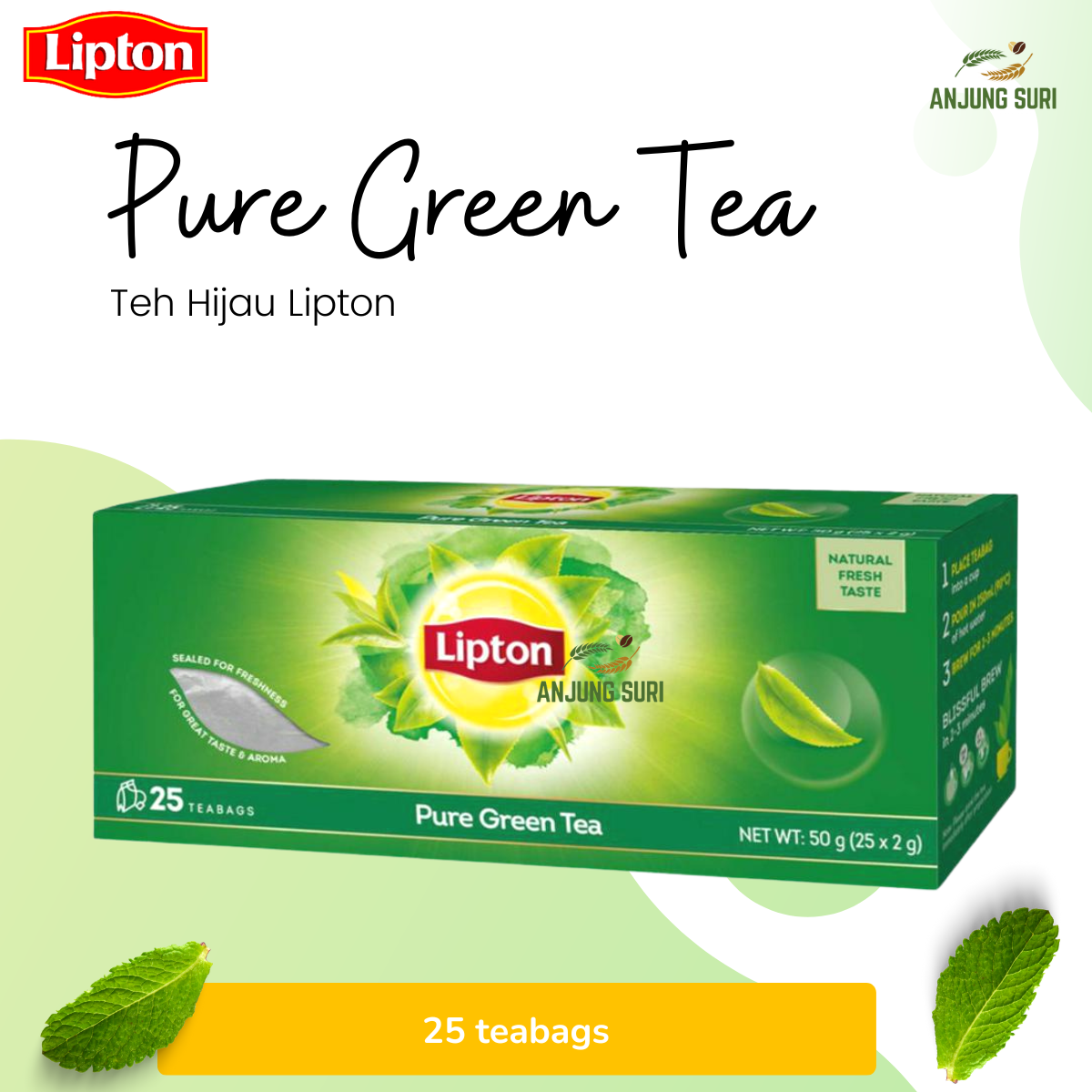 Lipton Pure Green Tea fresh, and non-bitter taste Teh Hijau Lipton | Lazada