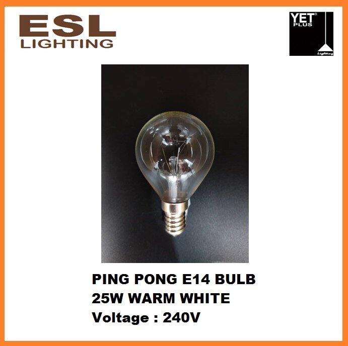 YET 25W E14 BULB WARM WHITE PING PONG CLEAR 240V | Lazada
